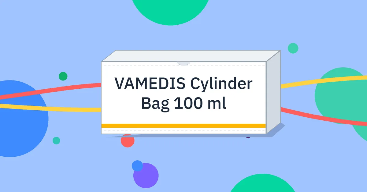 Symbolbild: Packung mit der Aufschrift VAMEDIS Cylinder Bag 100 ml (PZN 17938182) – Verfügbarkeit und Bezug in Apotheken in Frankfurt am Main