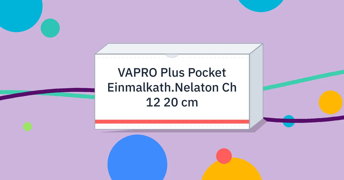 Symbolbild: Packung mit der Aufschrift VAPRO Plus Pocket Einmalkath.Nelaton Ch 12 20 cm (PZN 19639408) – Verfügbarkeit und Bezug in Apotheken in Frankfurt am Main