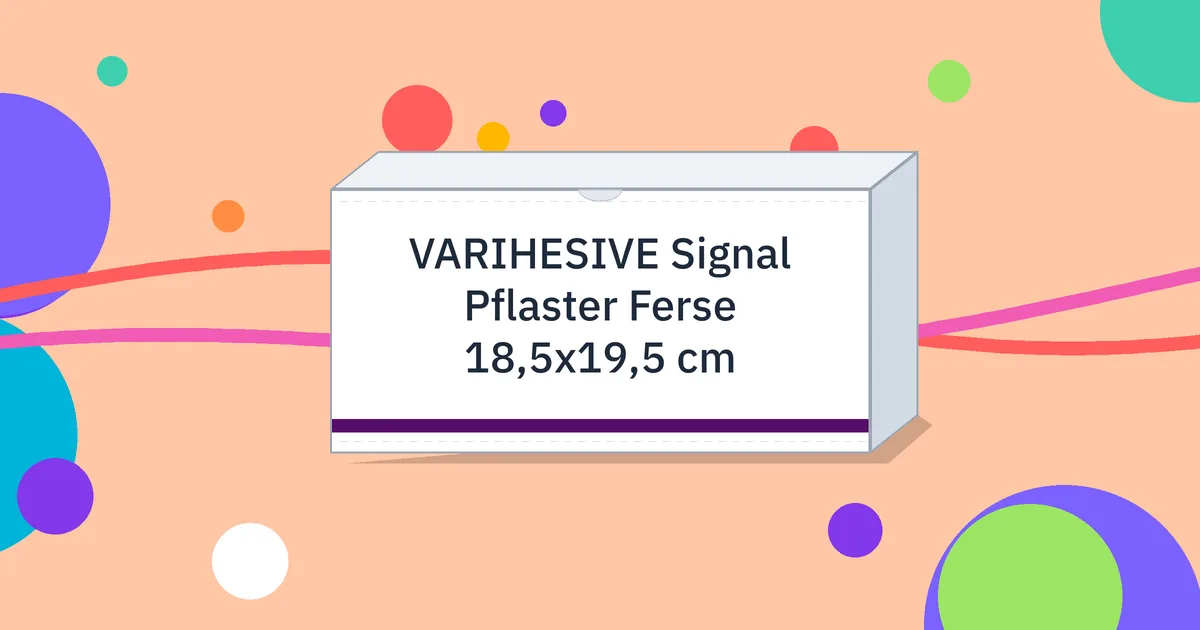 Symbolbild: Packung mit der Aufschrift VARIHESIVE Signal Pflaster Ferse 18,5x19,5 cm (PZN 06305433) – Verfügbarkeit und Bezug in Apotheken in Frankfurt am Main