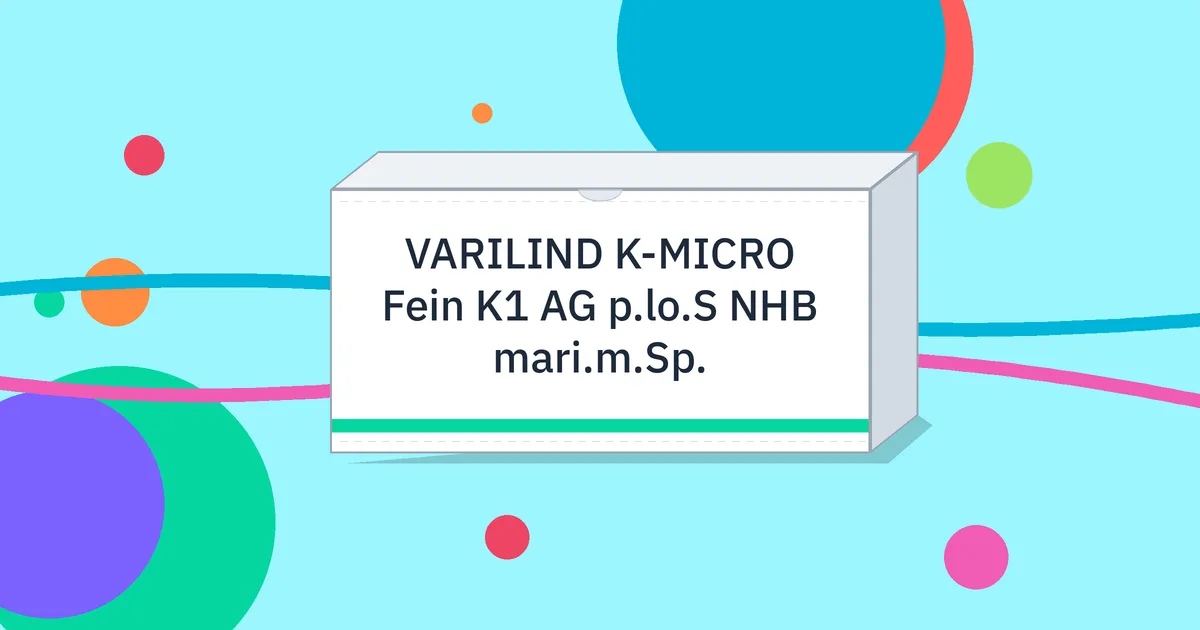 Symbolbild: Packung mit der Aufschrift VARILIND K-MICRO Fein K1 AG p.lo.S NHB mari.m.Sp. (PZN 20554887) – Verfügbarkeit und Bezug in Apotheken in Frankfurt am Main