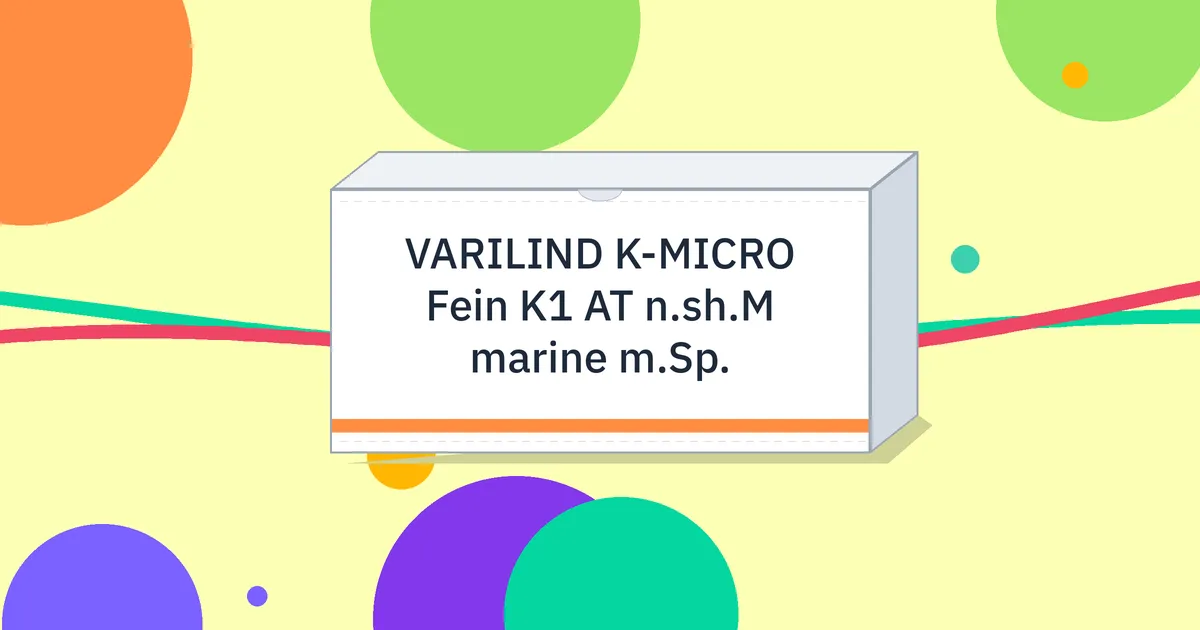 Symbolbild: Packung mit der Aufschrift VARILIND K-MICRO Fein K1 AT n.sh.M marine m.Sp. (PZN 20551937) – Verfügbarkeit und Bezug in Apotheken in Frankfurt am Main