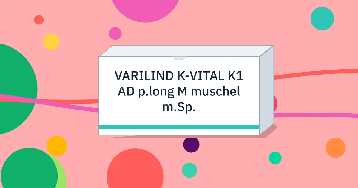 Symbolbild: Packung mit der Aufschrift VARILIND K-VITAL K1 AD p.long M muschel m.Sp. (PZN 20567111) – Verfügbarkeit und Bezug in Apotheken in Frankfurt am Main