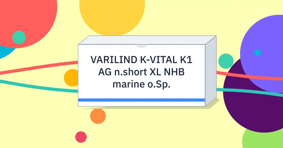 Symbolbild: Packung mit der Aufschrift VARILIND K-VITAL K1 AG n.short XL NHB marine o.Sp. (PZN 20563254) – Verfügbarkeit und Bezug in Apotheken in Frankfurt am Main