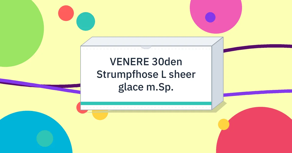 Symbolbild: Packung mit der Aufschrift VENERE 30den Strumpfhose L sheer glace m.Sp. (PZN 16172482) – Verfügbarkeit und Bezug in Apotheken in Frankfurt am Main