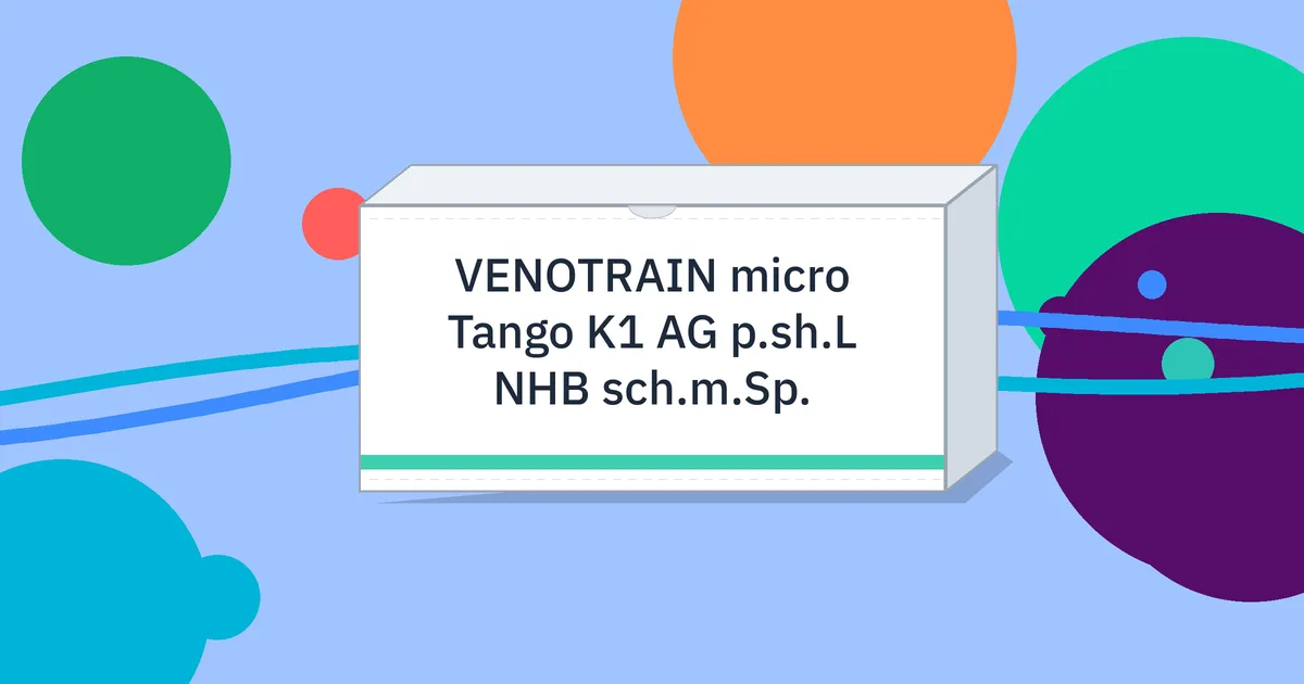 Symbolbild: Packung mit der Aufschrift VENOTRAIN micro Tango K1 AG p.sh.L NHB sch.m.Sp. (PZN 17767757) – Verfügbarkeit und Bezug in Apotheken in Frankfurt am Main