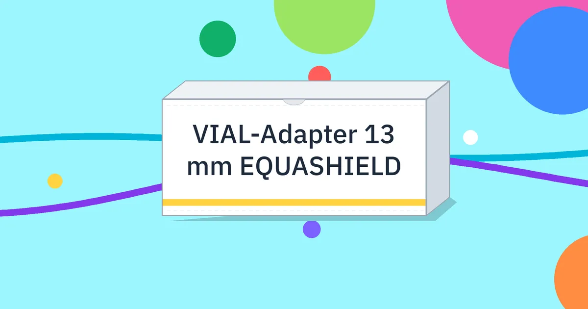 Symbolbild: Packung mit der Aufschrift VIAL-Adapter 13 mm EQUASHIELD (PZN 19948138) – Verfügbarkeit und Bezug in Apotheken in Frankfurt am Main