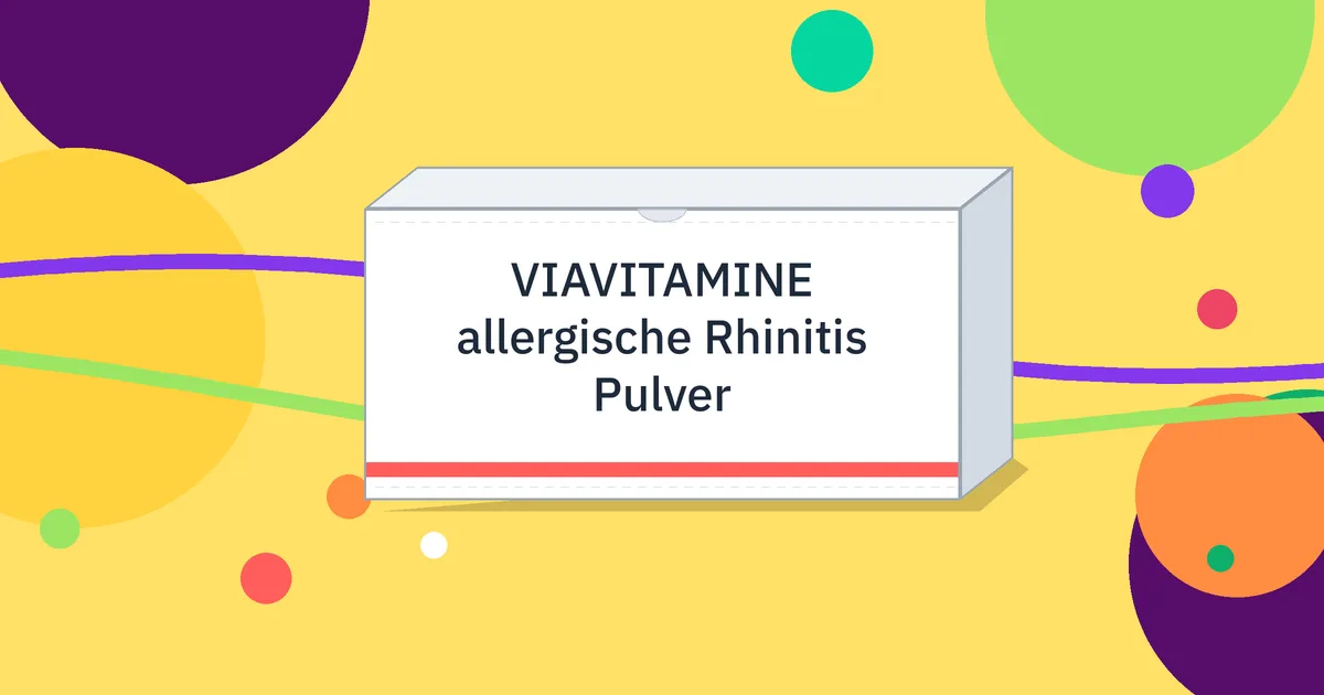 Symbolbild: Packung mit der Aufschrift VIAVITAMINE allergische Rhinitis Pulver (PZN 06947918) – Verfügbarkeit und Bezug in Apotheken in Frankfurt am Main
