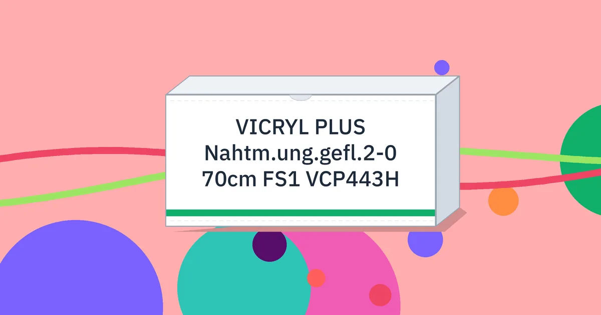 Symbolbild: Packung mit der Aufschrift VICRYL PLUS Nahtm.ung.gefl.2-0 70cm FS1 VCP443H (PZN 16797957) – Verfügbarkeit und Bezug in Apotheken in Frankfurt am Main