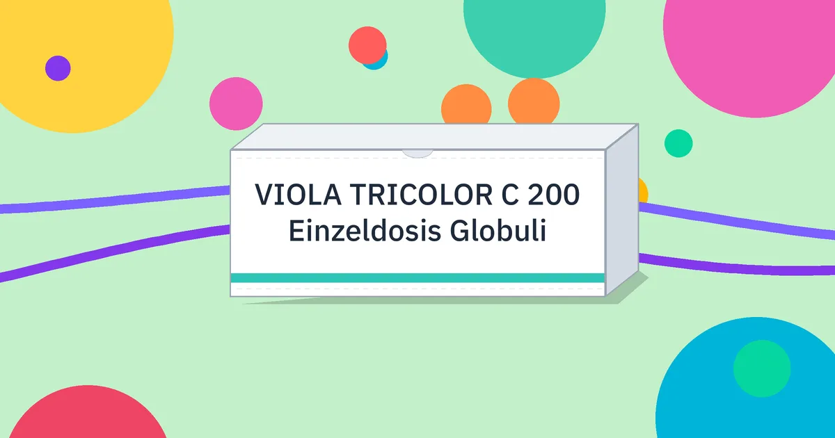 Symbolbild: Packung mit der Aufschrift VIOLA TRICOLOR C 200 Einzeldosis Globuli (PZN 02695532) – Verfügbarkeit und Bezug in Apotheken in Frankfurt am Main