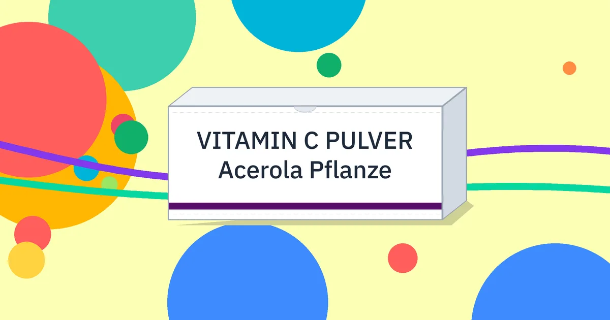 Symbolbild: Packung mit der Aufschrift VITAMIN C PULVER Acerola Pflanze (PZN 19268165) – Verfügbarkeit und Bezug in Apotheken in Frankfurt am Main