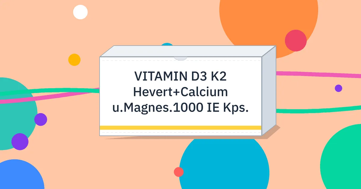 Symbolbild: Packung mit der Aufschrift VITAMIN D3 K2 Hevert+Calcium u.Magnes.1000 IE Kps. (PZN 19295676) – Verfügbarkeit und Bezug in Apotheken in Frankfurt am Main