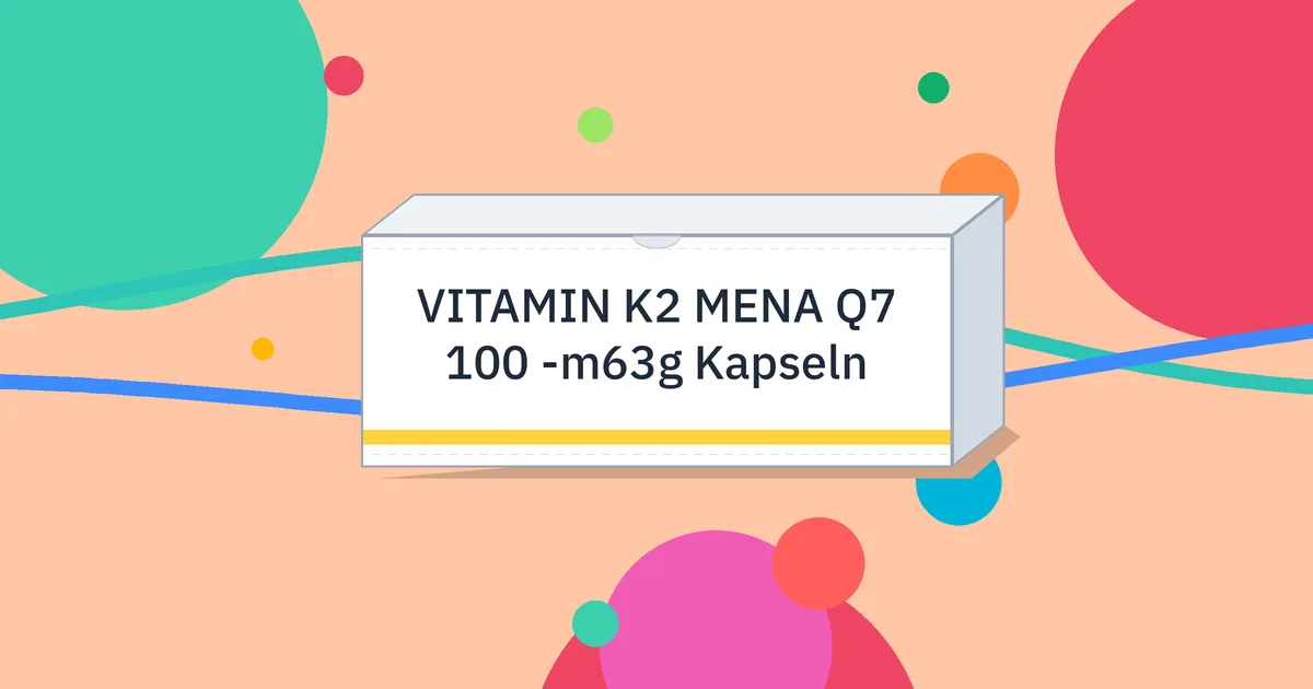 Symbolbild: Packung mit der Aufschrift VITAMIN K2 MENA Q7 100 -m63g Kapseln (PZN 13155649) – Verfügbarkeit und Bezug in Apotheken in Frankfurt am Main