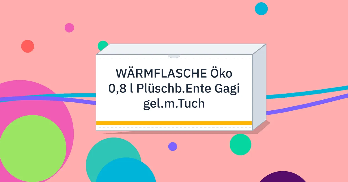 Symbolbild: Packung mit der Aufschrift WÄRMFLASCHE Öko 0,8 l Plüschb.Ente Gagi gel.m.Tuch (PZN 13836898) – Verfügbarkeit und Bezug in Apotheken in Frankfurt am Main