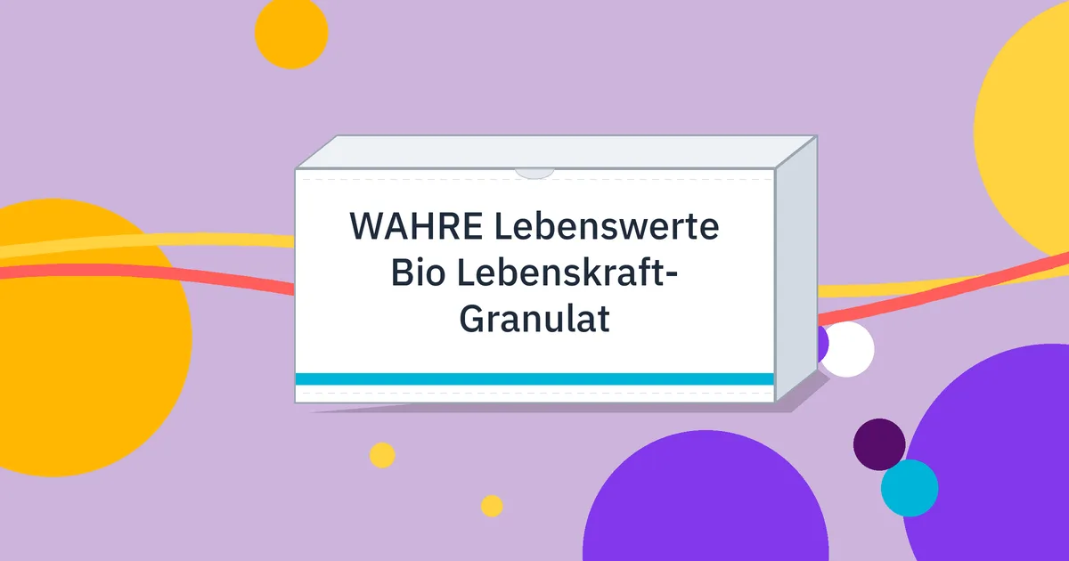 Symbolbild: Packung mit der Aufschrift WAHRE Lebenswerte Bio Lebenskraft-Granulat (PZN 20646879) – Verfügbarkeit und Bezug in Apotheken in Frankfurt am Main