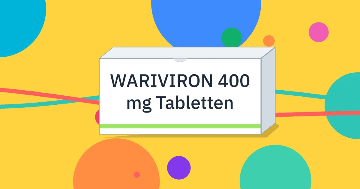 Symbolbild: Packung mit der Aufschrift WARIVIRON 400 mg Tabletten (PZN 12472678) – Verfügbarkeit und Bezug in Apotheken in Frankfurt am Main