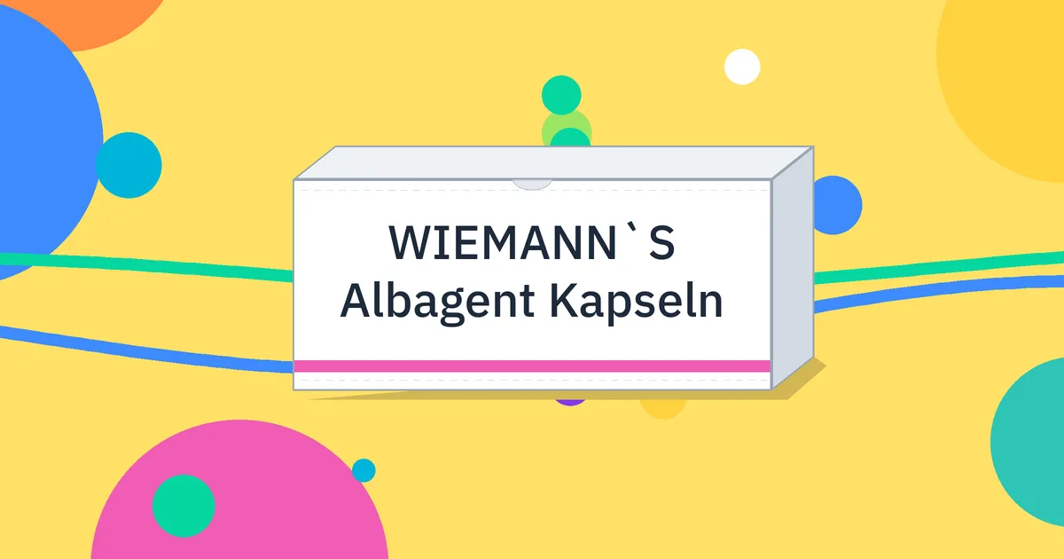 Symbolbild: Packung mit der Aufschrift WIEMANN`S Albagent Kapseln (PZN 08566652) – Verfügbarkeit und Bezug in Apotheken in Frankfurt am Main