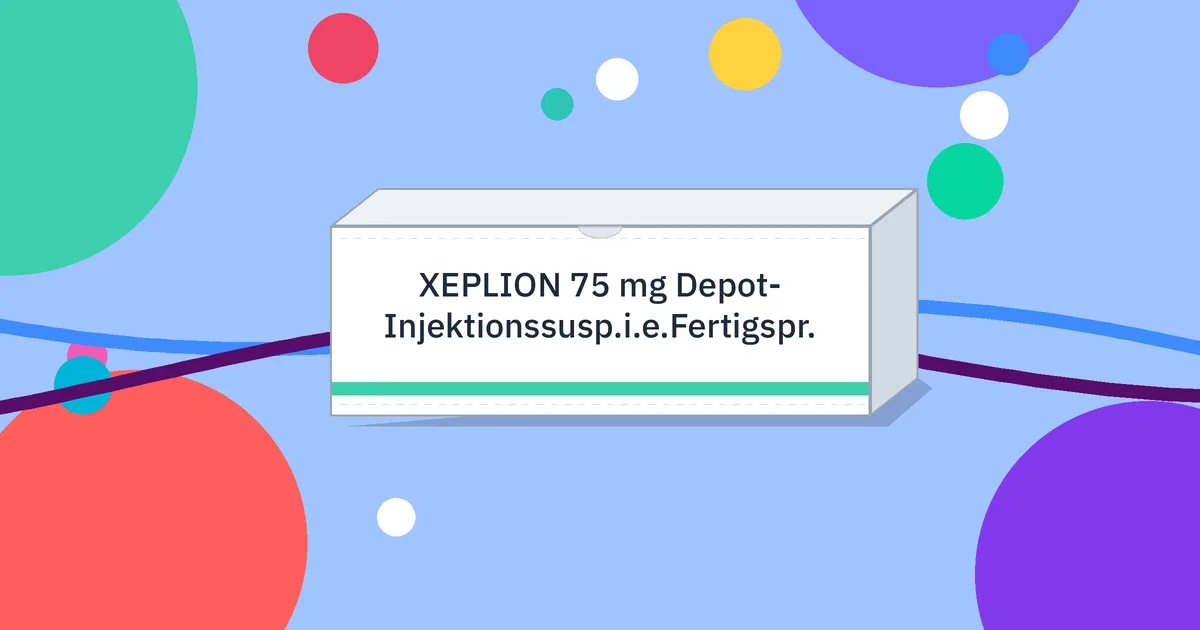 Symbolbild: Packung mit der Aufschrift XEPLION 75 mg Depot-Injektionssusp.i.e.Fertigspr. (PZN 09483112) – Verfügbarkeit und Bezug in Apotheken in Frankfurt am Main