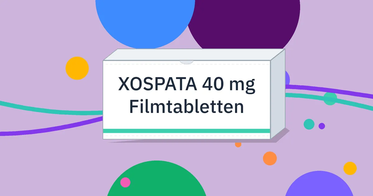 Symbolbild: Packung mit der Aufschrift XOSPATA 40 mg Filmtabletten (PZN 19781046) – Verfügbarkeit und Bezug in Apotheken in Frankfurt am Main