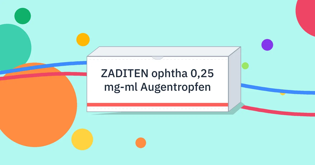 Symbolbild: Packung mit der Aufschrift ZADITEN ophtha 0,25 mg-ml Augentropfen (PZN 01478258) – Verfügbarkeit und Bezug in Apotheken in Frankfurt am Main