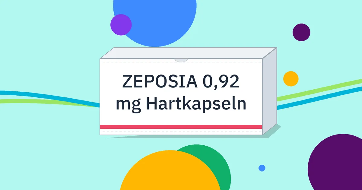 Symbolbild: Packung mit der Aufschrift ZEPOSIA 0,92 mg Hartkapseln (PZN 17594587) – Verfügbarkeit und Bezug in Apotheken in Frankfurt am Main