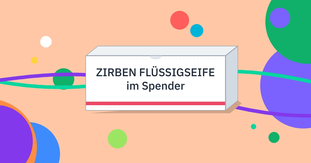 Symbolbild: Packung mit der Aufschrift ZIRBEN FLÜSSIGSEIFE im Spender (PZN 17267233) – Verfügbarkeit und Bezug in Apotheken in Frankfurt am Main