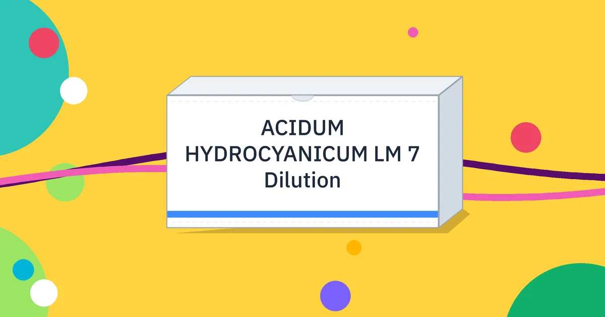 Symbolbild: Packung mit der Aufschrift ACIDUM HYDROCYANICUM LM 7 Dilution (PZN 13278174) – Verfügbarkeit und Bezug in Apotheken in Frankfurt am Main