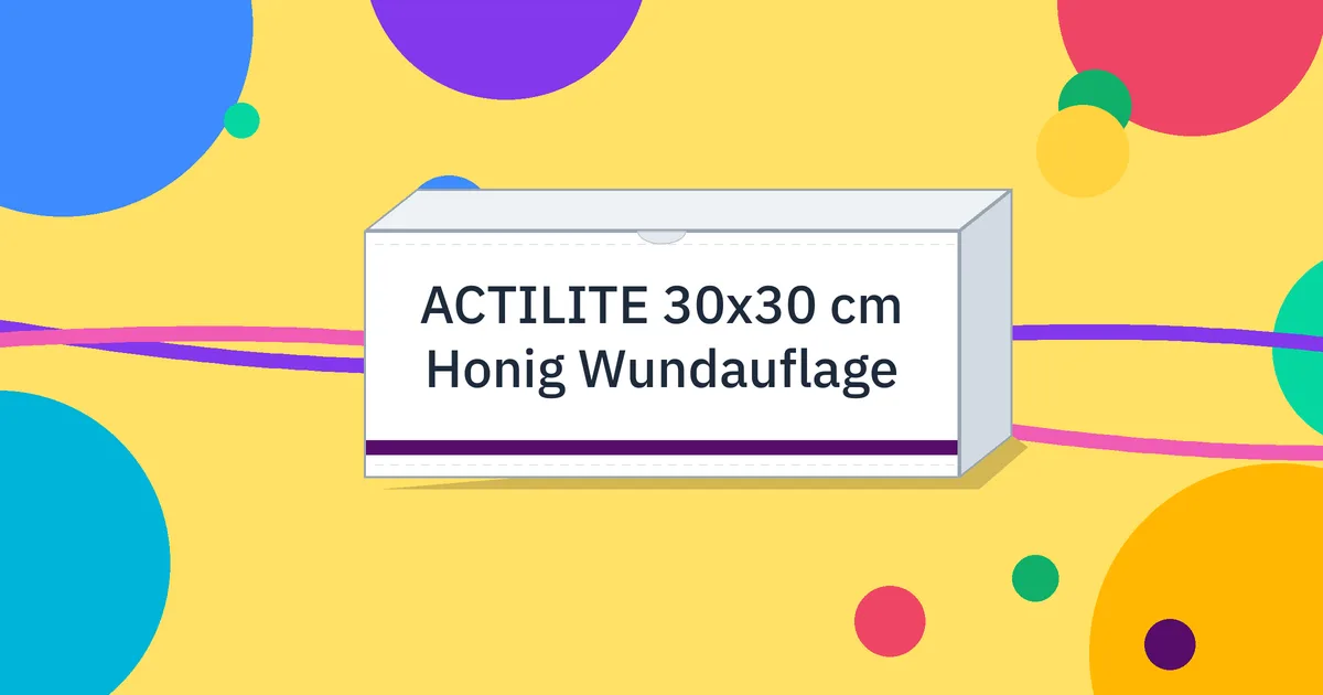 Symbolbild: Packung mit der Aufschrift ACTILITE 30x30 cm Honig Wundauflage (PZN 14233133) – Verfügbarkeit und Bezug in Apotheken in Frankfurt am Main