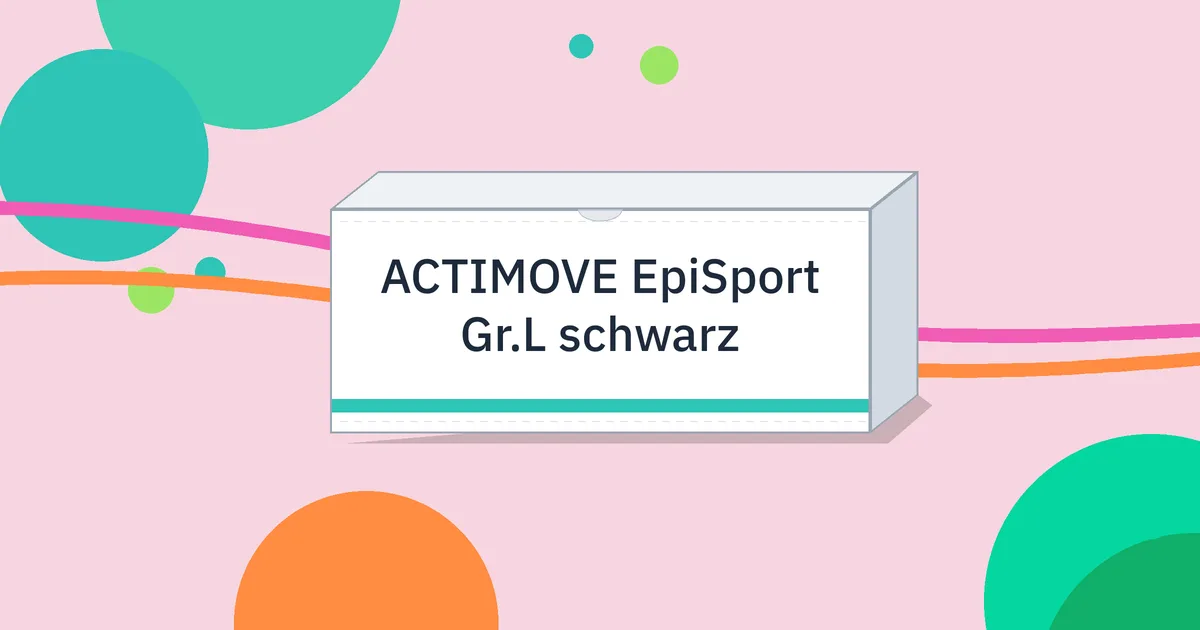 Symbolbild: Packung mit der Aufschrift ACTIMOVE EpiSport Gr.L schwarz (PZN 17948950) – Verfügbarkeit und Bezug in Apotheken in Frankfurt am Main