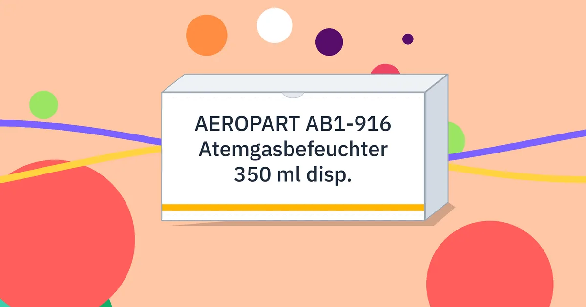 Symbolbild: Packung mit der Aufschrift AEROPART AB1-916 Atemgasbefeuchter 350 ml disp. (PZN 01076117) – Verfügbarkeit und Bezug in Apotheken in Frankfurt am Main
