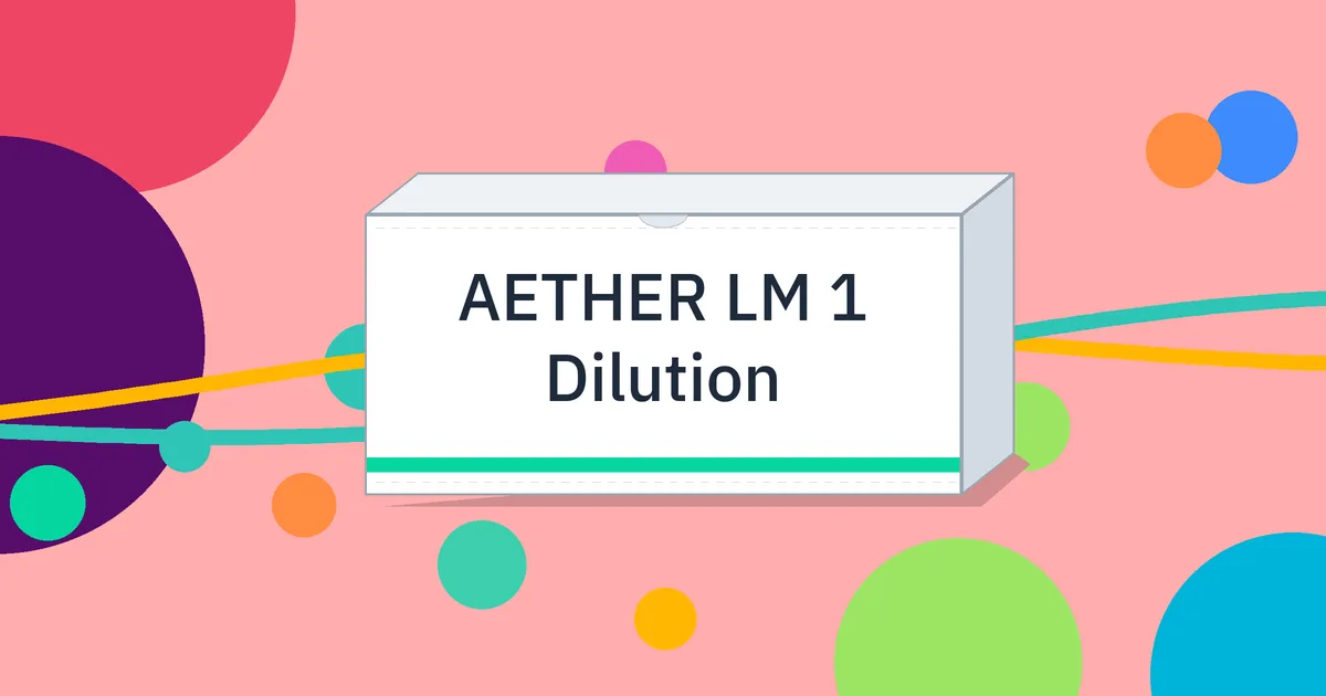Symbolbild: Packung mit der Aufschrift AETHER LM 1 Dilution (PZN 13299822) – Verfügbarkeit und Bezug in Apotheken in Frankfurt am Main