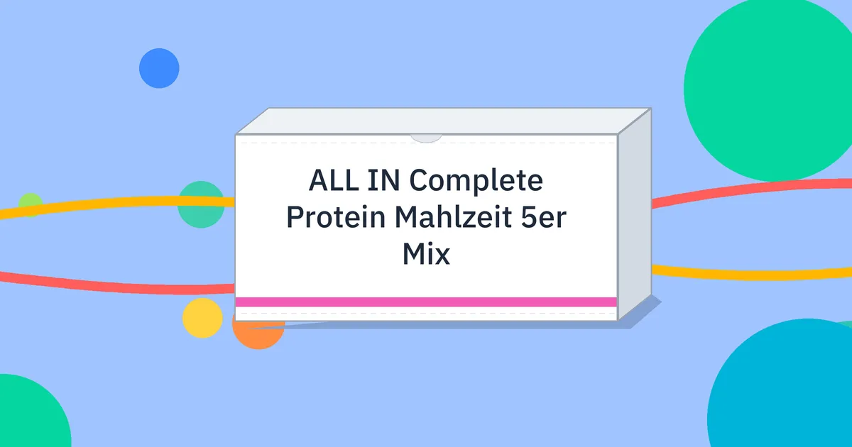 Symbolbild: Packung mit der Aufschrift ALL IN Complete Protein Mahlzeit 5er Mix (PZN 14598768) – Verfügbarkeit und Bezug in Apotheken in Frankfurt am Main