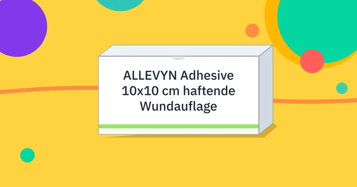 Symbolbild: Packung mit der Aufschrift ALLEVYN Adhesive 10x10 cm haftende Wundauflage (PZN 12600231) – Verfügbarkeit und Bezug in Apotheken in Frankfurt am Main