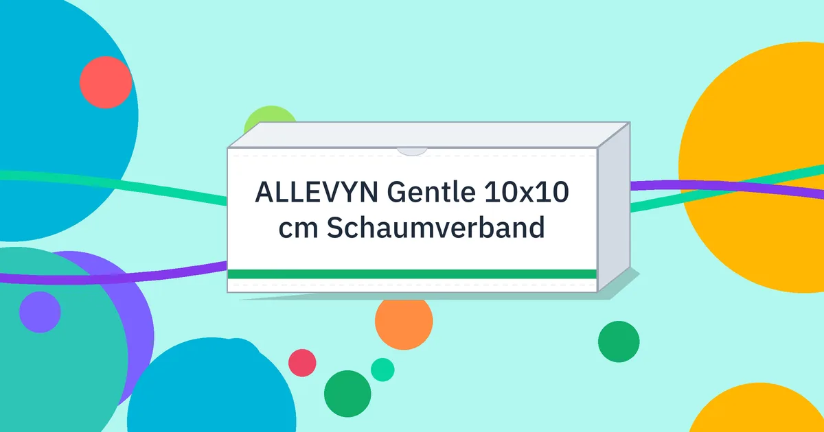 Symbolbild: Packung mit der Aufschrift ALLEVYN Gentle 10x10 cm Schaumverband (PZN 16511719) – Verfügbarkeit und Bezug in Apotheken in Frankfurt am Main
