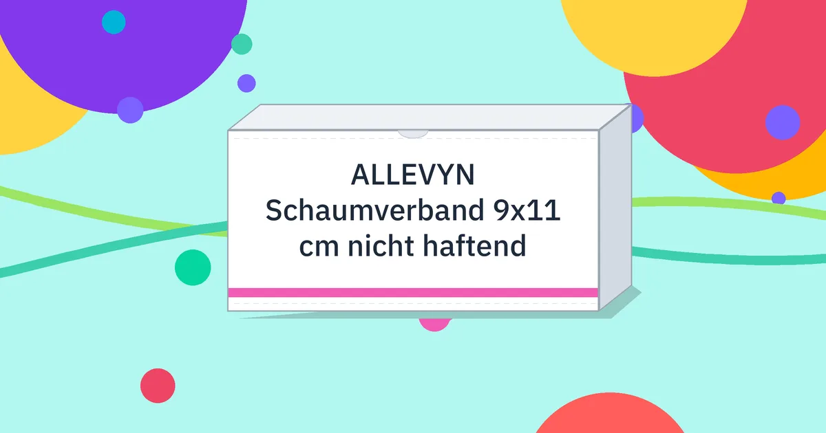 Symbolbild: Packung mit der Aufschrift ALLEVYN Schaumverband 9x11 cm nicht haftend (PZN 19904891) – Verfügbarkeit und Bezug in Apotheken in Frankfurt am Main