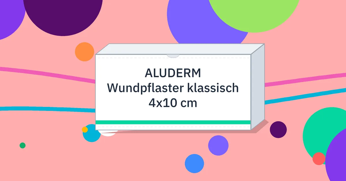 Symbolbild: Packung mit der Aufschrift ALUDERM Wundpflaster klassisch 4x10 cm (PZN 19455045) – Verfügbarkeit und Bezug in Apotheken in Frankfurt am Main