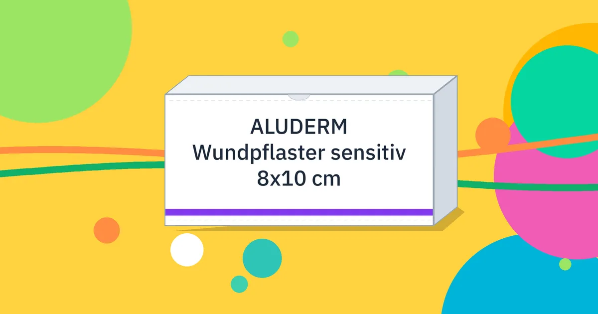 Symbolbild: Packung mit der Aufschrift ALUDERM Wundpflaster sensitiv 8x10 cm (PZN 19455513) – Verfügbarkeit und Bezug in Apotheken in Frankfurt am Main