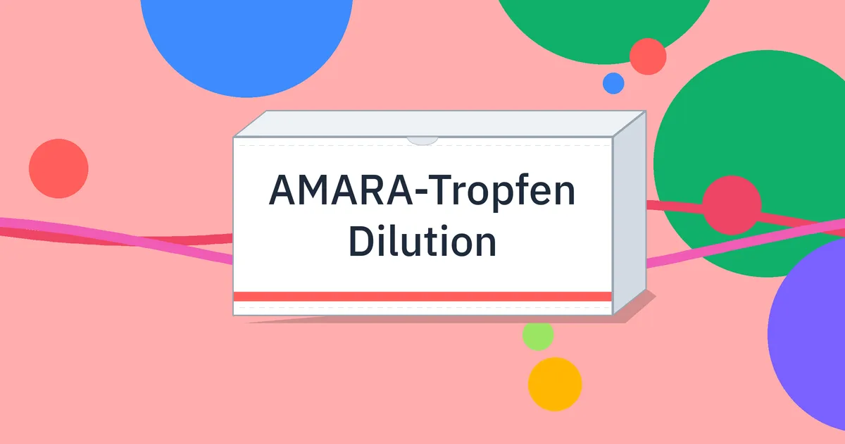Symbolbild: Packung mit der Aufschrift AMARA-Tropfen Dilution (PZN 19484756) – Verfügbarkeit und Bezug in Apotheken in Frankfurt am Main