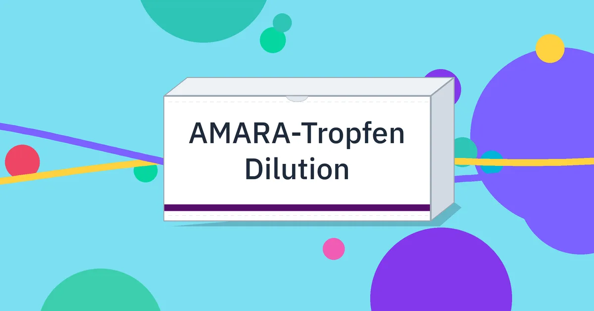 Symbolbild: Packung mit der Aufschrift AMARA-Tropfen Dilution (PZN 01390138) – Verfügbarkeit und Bezug in Apotheken in Frankfurt am Main