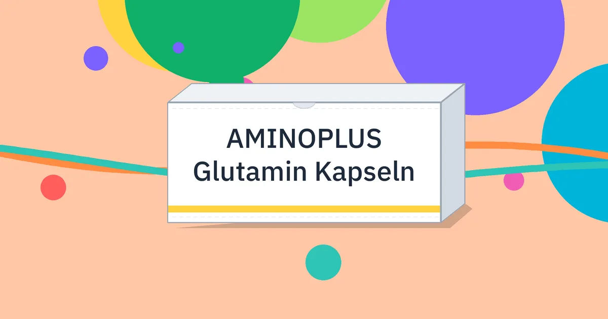 Symbolbild: Packung mit der Aufschrift AMINOPLUS Glutamin Kapseln (PZN 01823732) – Verfügbarkeit und Bezug in Apotheken in Frankfurt am Main
