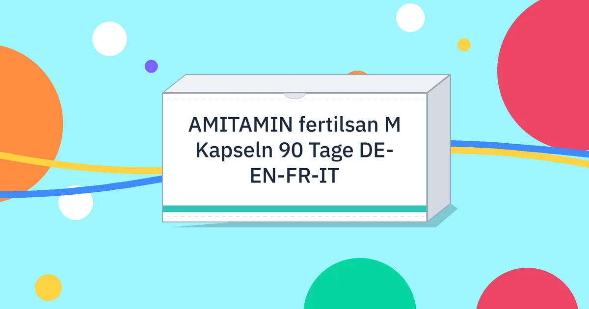 Symbolbild: Packung mit der Aufschrift AMITAMIN fertilsan M Kapseln 90 Tage DE-EN-FR-IT (PZN 15435092) – Verfügbarkeit und Bezug in Apotheken in Frankfurt am Main