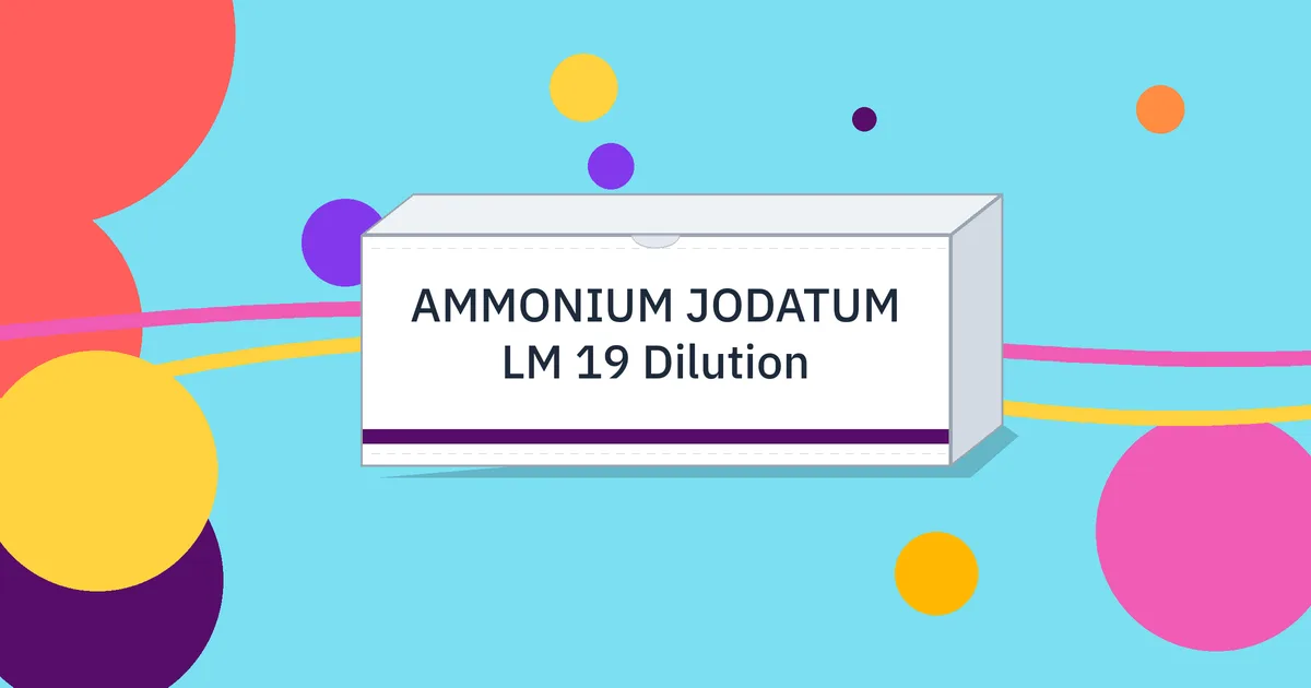 Symbolbild: Packung mit der Aufschrift AMMONIUM JODATUM LM 19 Dilution (PZN 13321415) – Verfügbarkeit und Bezug in Apotheken in Frankfurt am Main