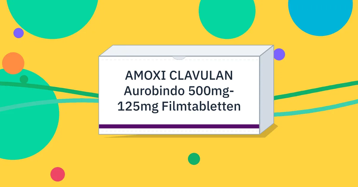 Symbolbild: Packung mit der Aufschrift AMOXI CLAVULAN Aurobindo 500mg-125mg Filmtabletten (PZN 09425327) – Verfügbarkeit und Bezug in Apotheken in Frankfurt am Main