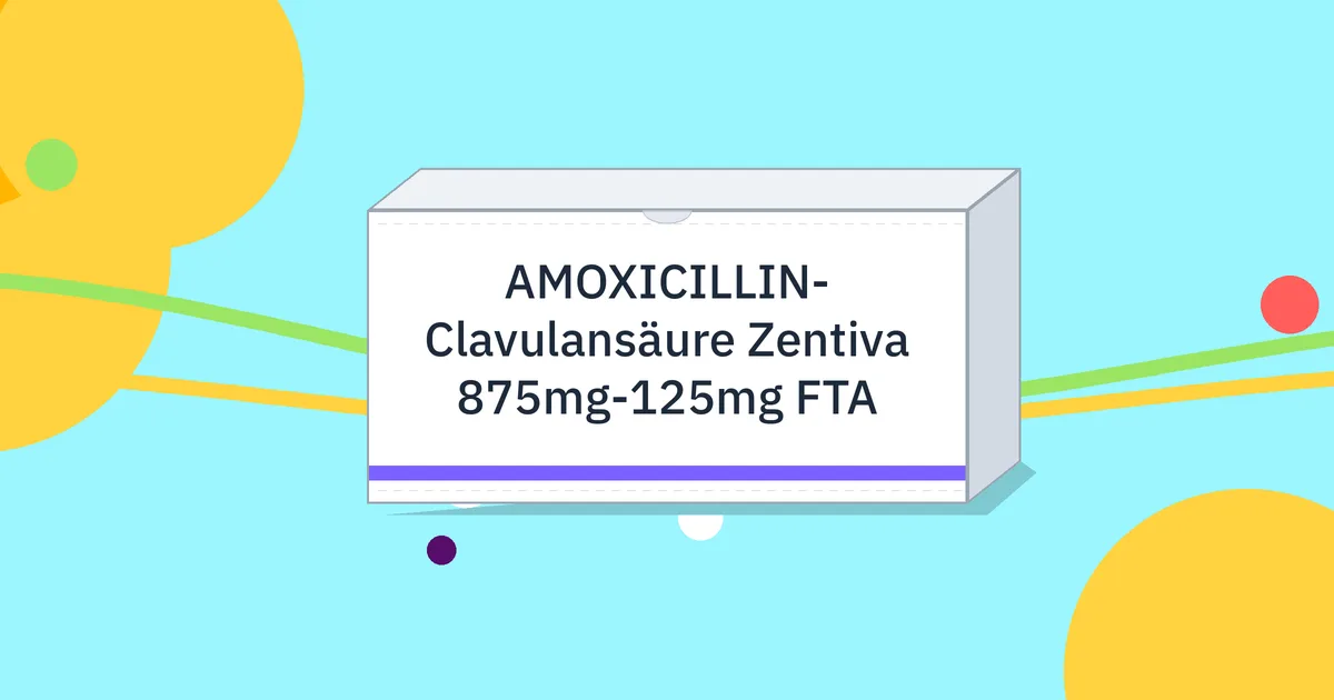 Symbolbild: Packung mit der Aufschrift AMOXICILLIN-Clavulansäure Zentiva 875mg-125mg FTA (PZN 19335329) – Verfügbarkeit und Bezug in Apotheken in Frankfurt am Main