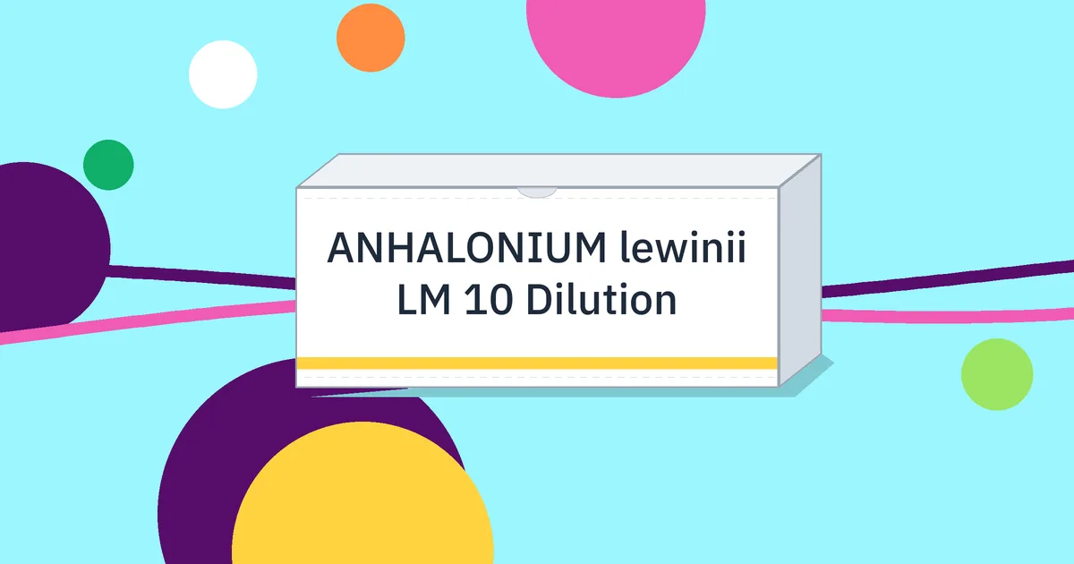 Symbolbild: Packung mit der Aufschrift ANHALONIUM lewinii LM 10 Dilution (PZN 13368888) – Verfügbarkeit und Bezug in Apotheken in Frankfurt am Main
