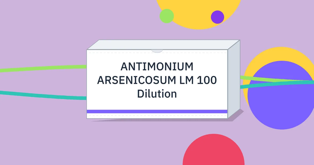 Symbolbild: Packung mit der Aufschrift ANTIMONIUM ARSENICOSUM LM 100 Dilution (PZN 13372430) – Verfügbarkeit und Bezug in Apotheken in Frankfurt am Main