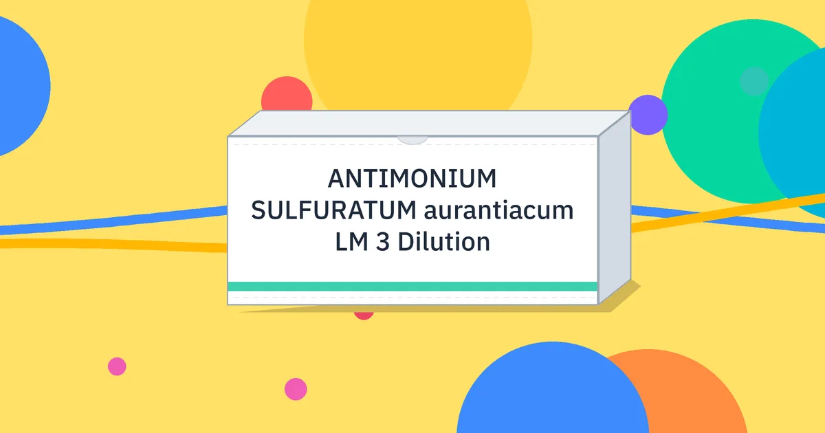 Symbolbild: Packung mit der Aufschrift ANTIMONIUM SULFURATUM aurantiacum LM 3 Dilution (PZN 13375138) – Verfügbarkeit und Bezug in Apotheken in Frankfurt am Main