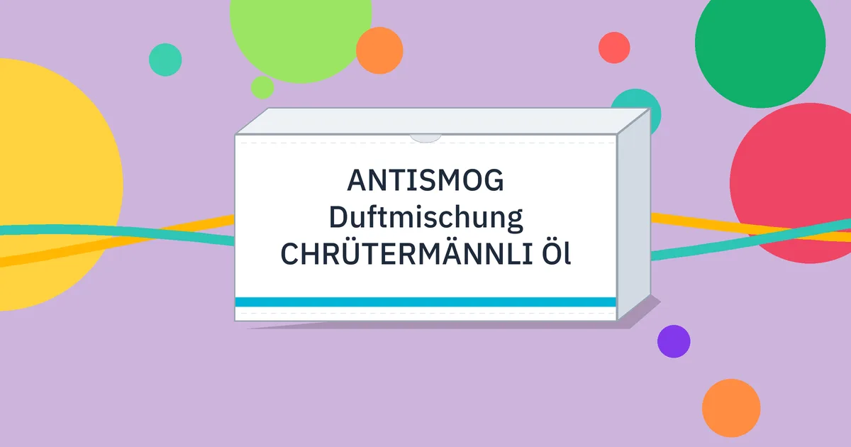 Symbolbild: Packung mit der Aufschrift ANTISMOG Duftmischung CHRÜTERMÄNNLI Öl (PZN 07197649) – Verfügbarkeit und Bezug in Apotheken in Frankfurt am Main