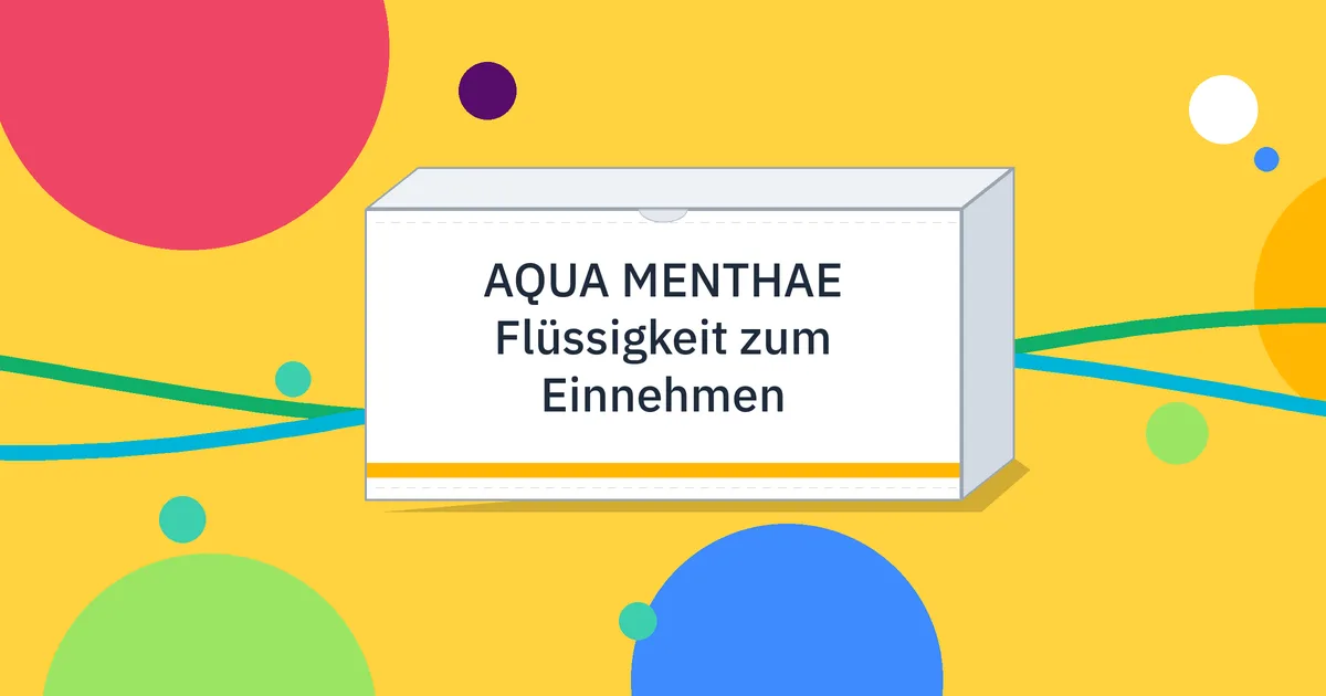 Symbolbild: Packung mit der Aufschrift AQUA MENTHAE Flüssigkeit zum Einnehmen (PZN 15400946) – Verfügbarkeit und Bezug in Apotheken in Frankfurt am Main