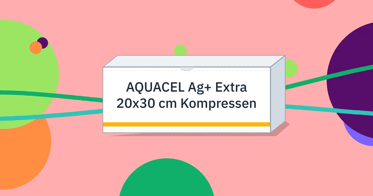 Symbolbild: Packung mit der Aufschrift AQUACEL Ag+ Extra 20x30 cm Kompressen (PZN 10203833) – Verfügbarkeit und Bezug in Apotheken in Frankfurt am Main