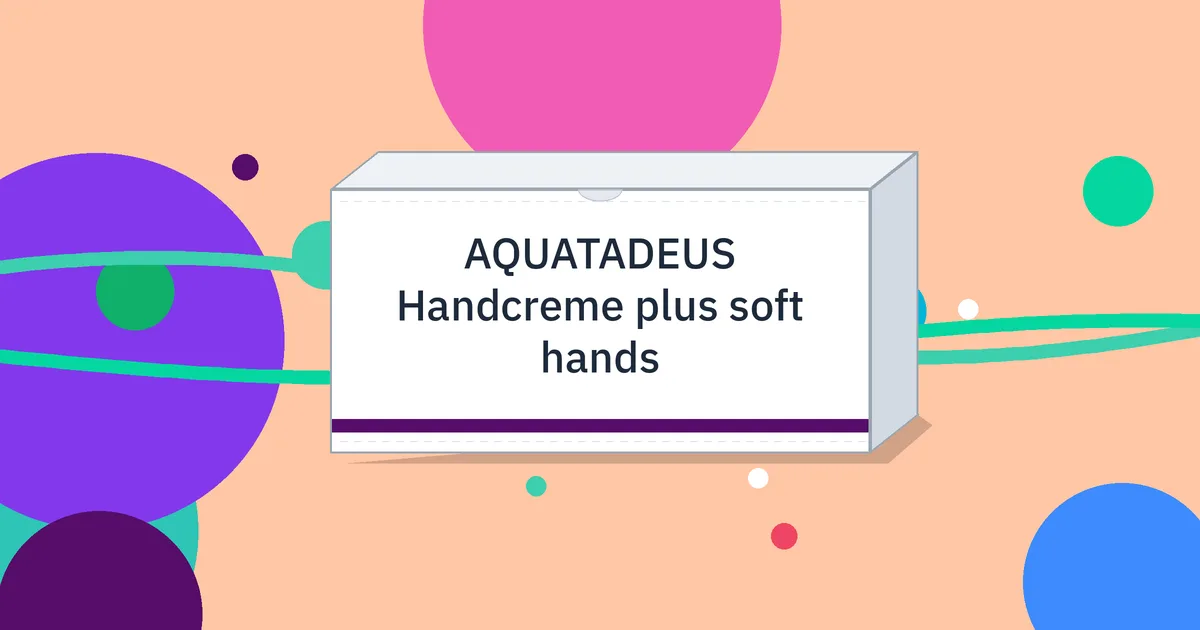 Symbolbild: Packung mit der Aufschrift AQUATADEUS Handcreme plus soft hands (PZN 15740760) – Verfügbarkeit und Bezug in Apotheken in Frankfurt am Main
